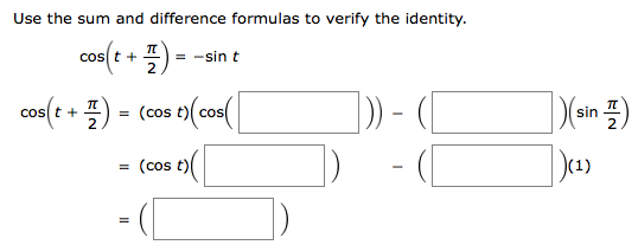 Solved Use the sum and difference formulas to verify the | Chegg.com