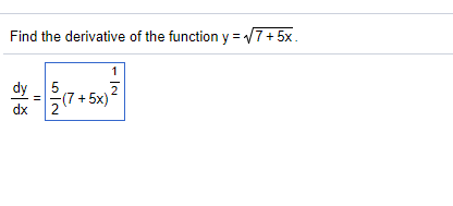 Solved Find the derivative of the function y = squareroot 7 | Chegg.com