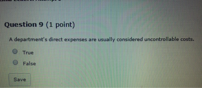 Solved A department's direct expenses are usually considered | Chegg.com