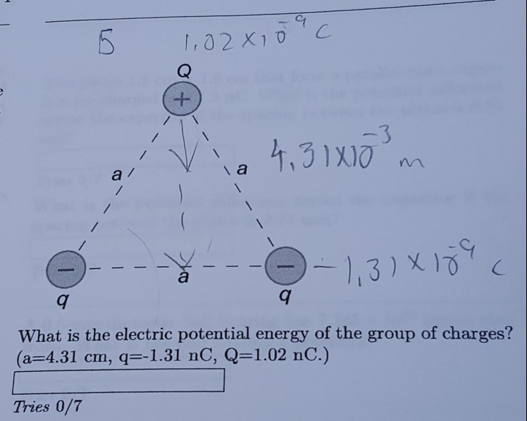 Solved What is the electric potential energy of the group | Chegg.com