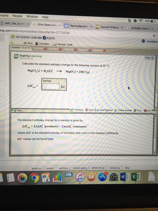 Solved Calculate the standard enthalpy change for the | Chegg.com