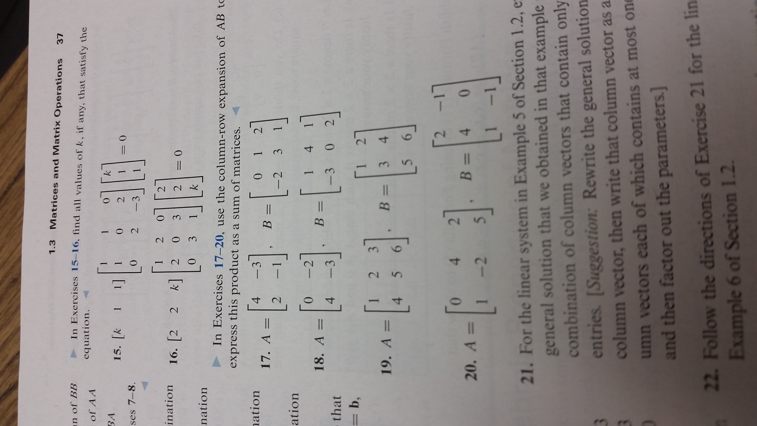 Solved In Exercises 17-20, use the column row expansion of | Chegg.com