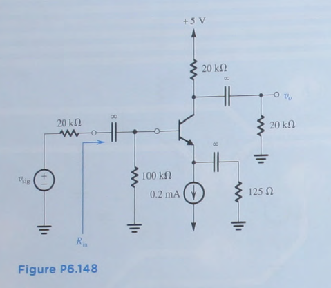 In the circuit of Fig. P6.148, vsig is a small | Chegg.com