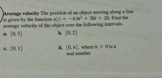 Solved Average velocity The position of an object moving | Chegg.com