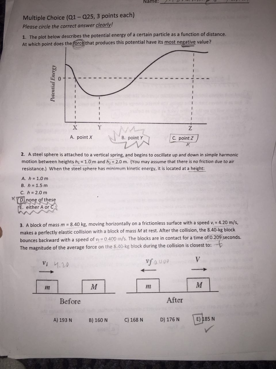 Solved The plot below describes the potential energy of a | Chegg.com