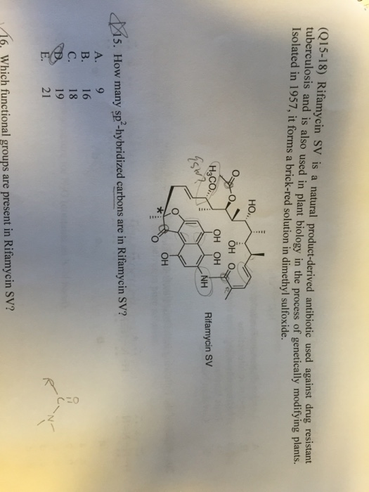 Solved Rifamycin SV is tuberculosis and is a natural | Chegg.com