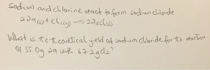 Solved Sodium and chlorine react to from sodium chloride | Chegg.com