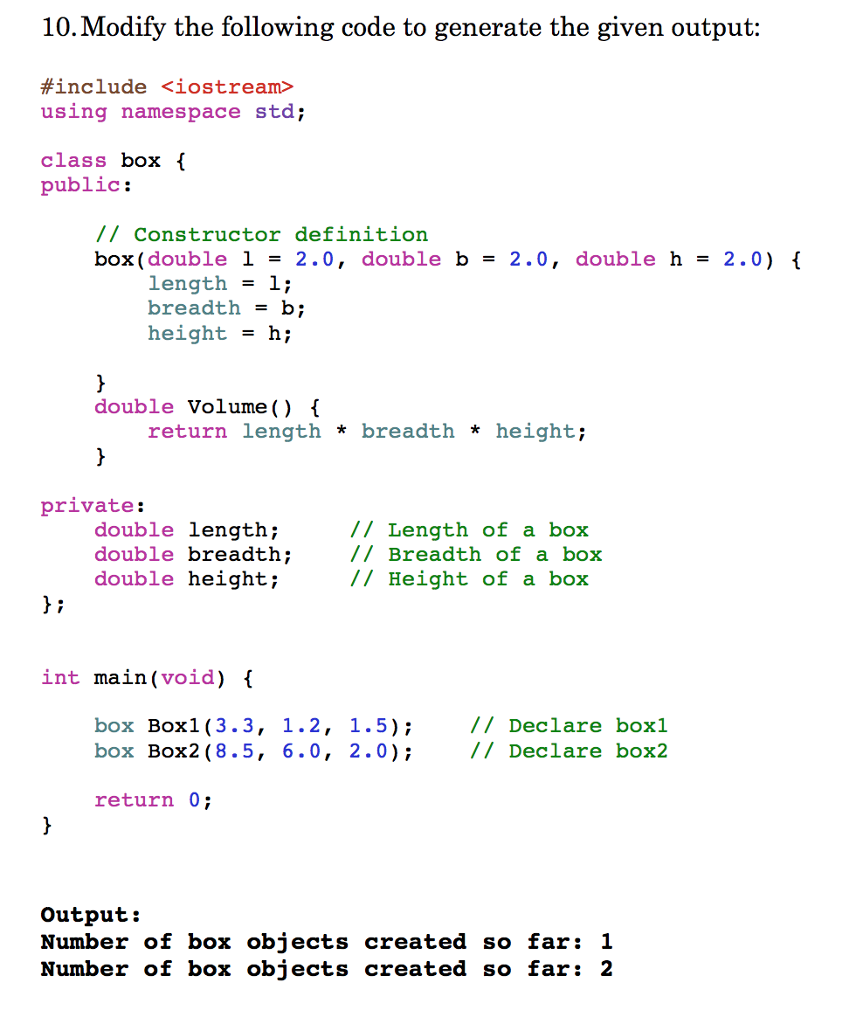 Solved 10. Modify the following code to generate the given | Chegg.com
