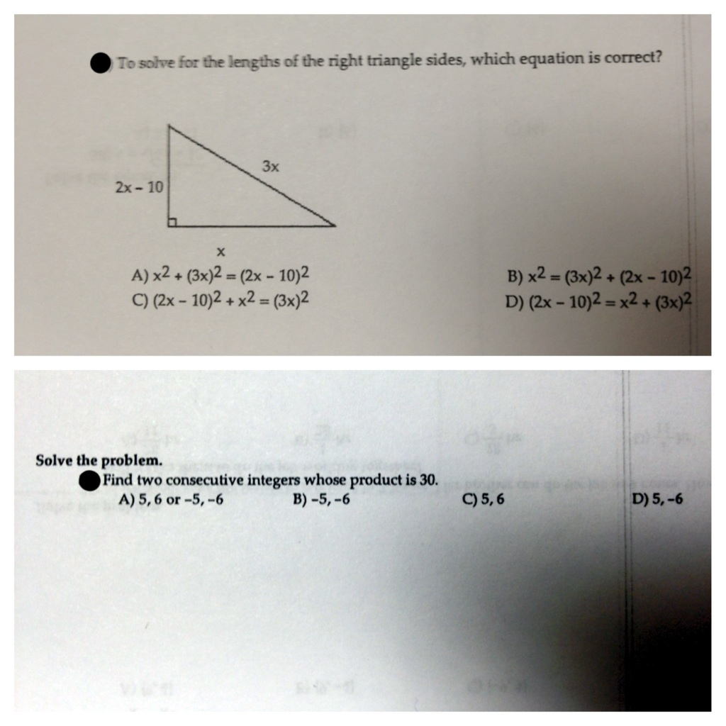 Solved To solve for the lengths of the right triangle sides, | Chegg.com