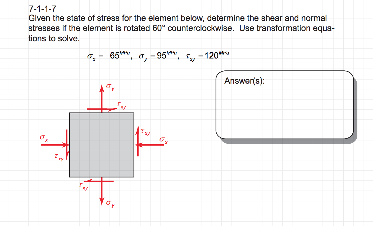 Solved Given the state of stress for the element below, | Chegg.com