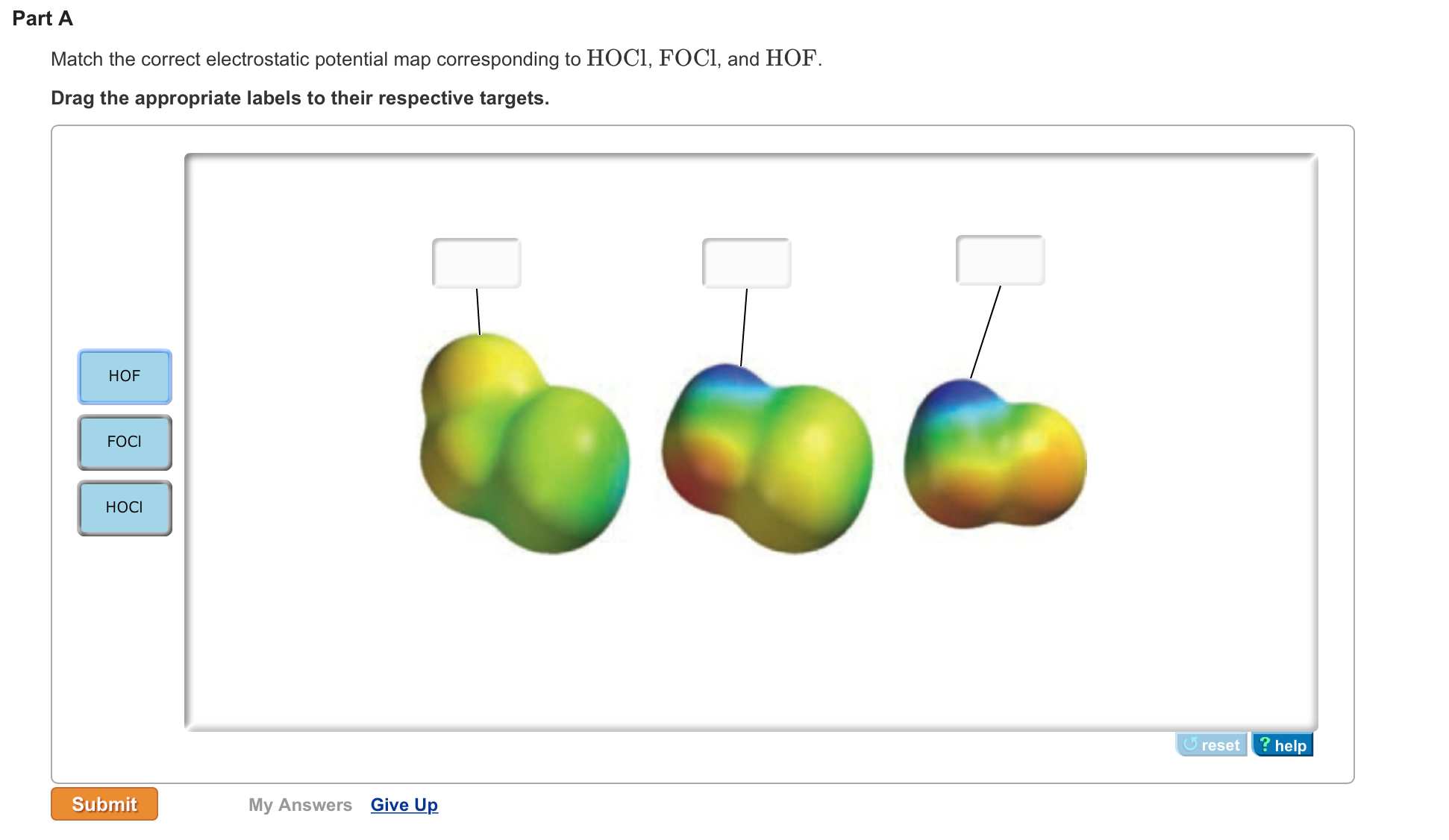 Solved Part A Match the correct electrostatic potential map | Chegg.com