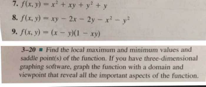 Solved f(x, y) = x^2 + xy + y^2 + y f(x.y) = xy - 2x - 2y - | Chegg.com