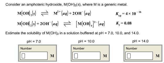 Solved Consider an amphoteric hydroxide, M(OH)2(s), where M | Chegg.com