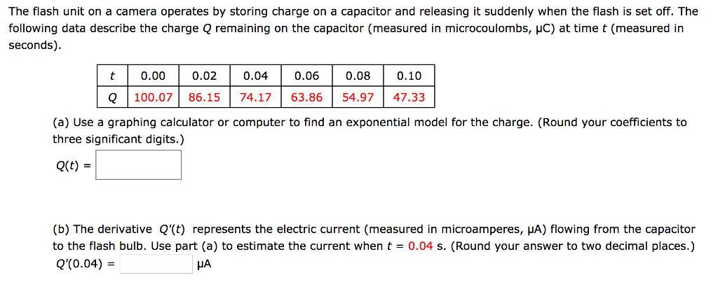 Solved The flash unit on a camera operates by storing charge | Chegg.com