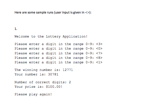 Solved Write a program called Lab9 that simulates a lottery. | Chegg.com