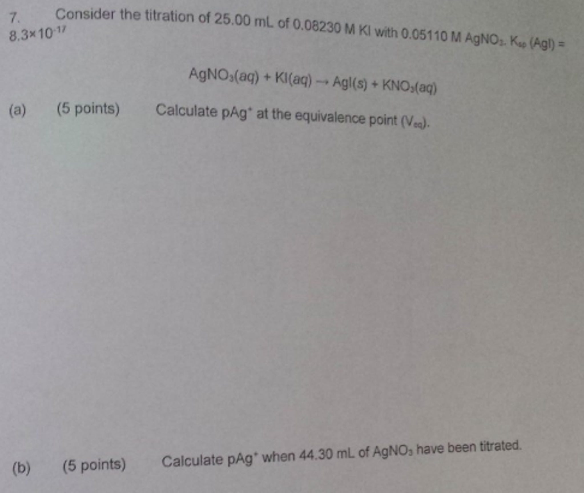 Solved Consider the titration of 25.00 mL of 0.08230 M KI | Chegg.com