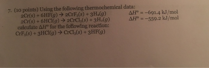 Solved Using the following thermochemical data: 2Cr(s) + | Chegg.com