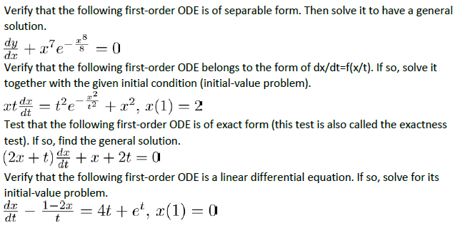 Solved Verify that the following first-order ODE is of | Chegg.com