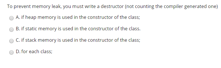 Solved To prevent memory leak, you must write a destructor | Chegg.com
