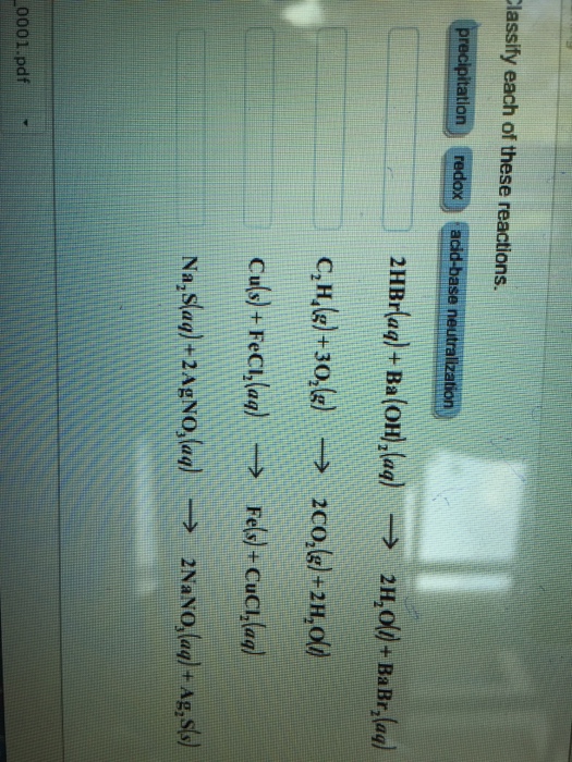 Solved . Classify each of these reactions. | Chegg.com