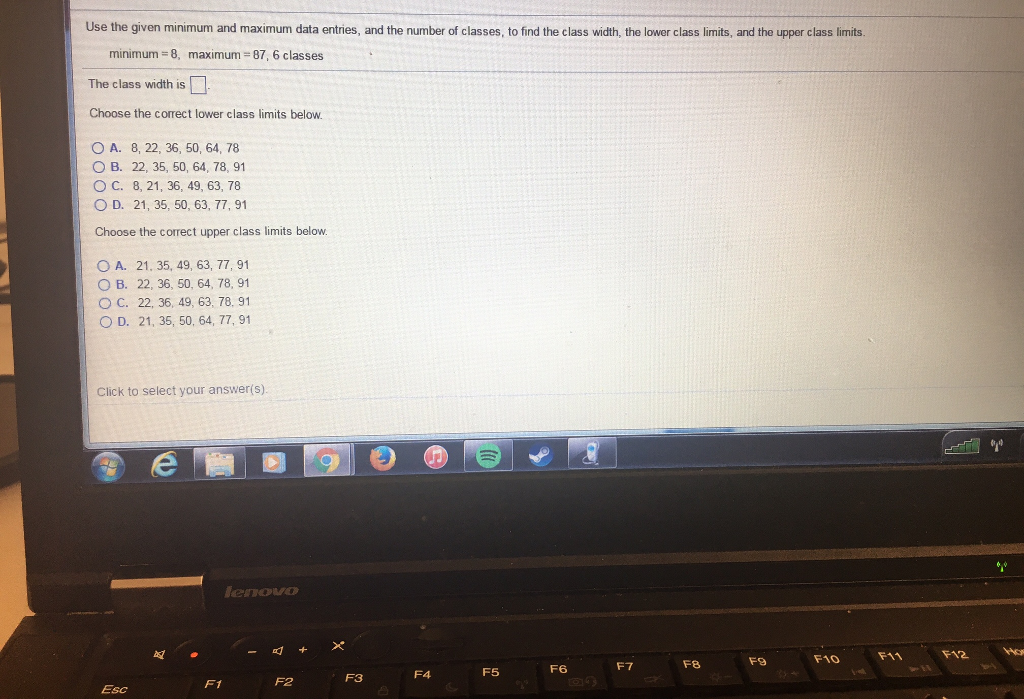 Solved Use The Given Minimum And Maximum Data Entries And 3007