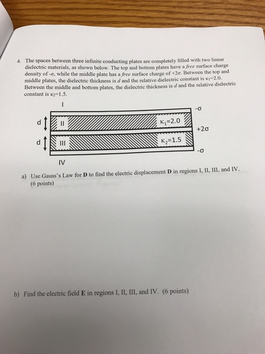 Solved The spaces between three infinite conducting plates | Chegg.com