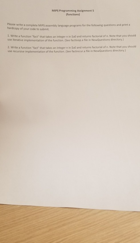 Solved MIPS Programming Assignment S (functions) Please | Chegg.com Solved MIPS Programming Assignment S (functions) Please | Chegg.com