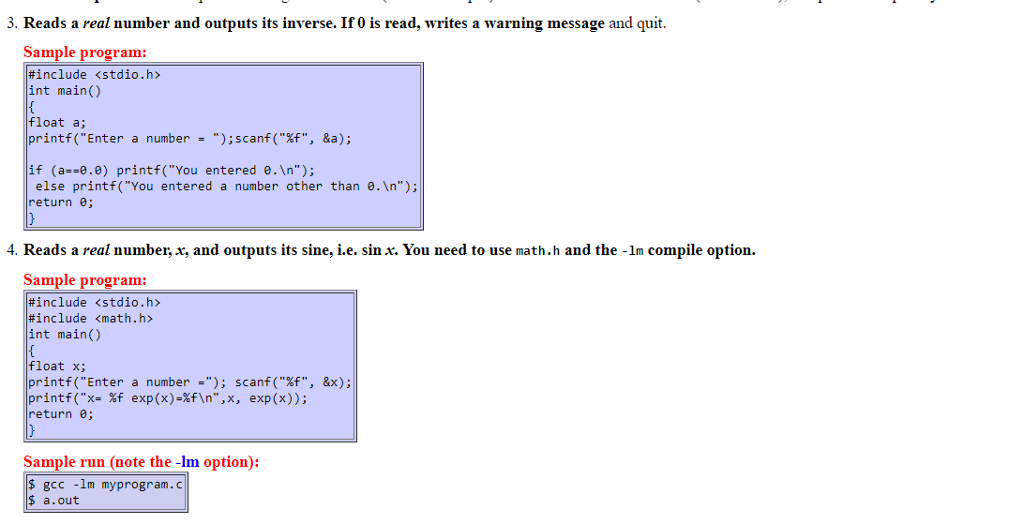 Solved 3, Reads a real number and outputs its inverse. If O | Chegg.com