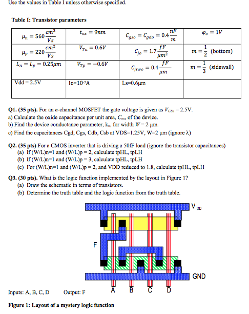 Solved Use the values in Table I unless otherwise specified. | Chegg.com
