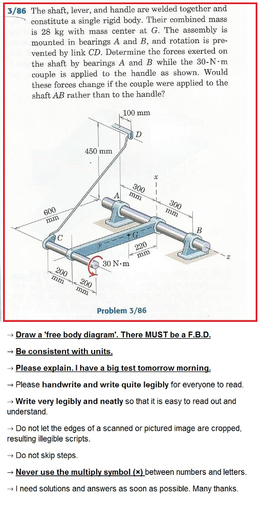 Solved 3/86 The shaft, lever, and handle are welded together | Chegg.com