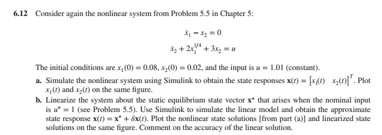 Solved 6.12 Consider again the nonlinear system from Problem | Chegg.com