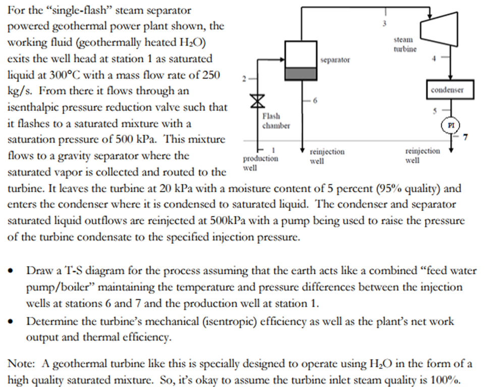 Solved For the "single-flash" steam separator powered | Chegg.com