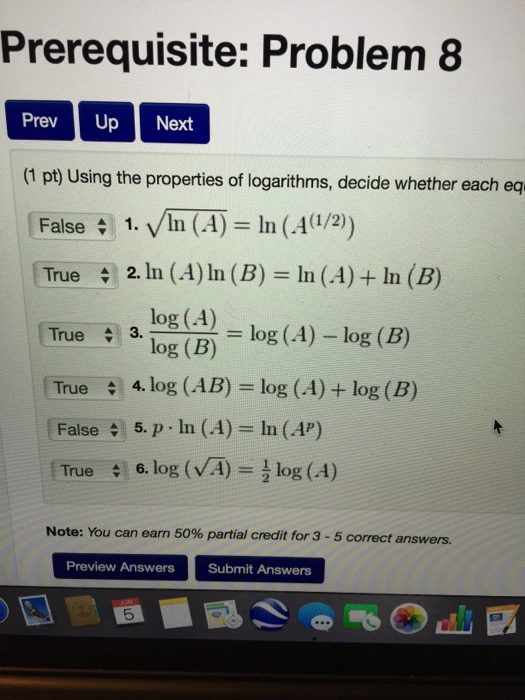 Solved Using the properties of logarithms, decide whether | Chegg.com