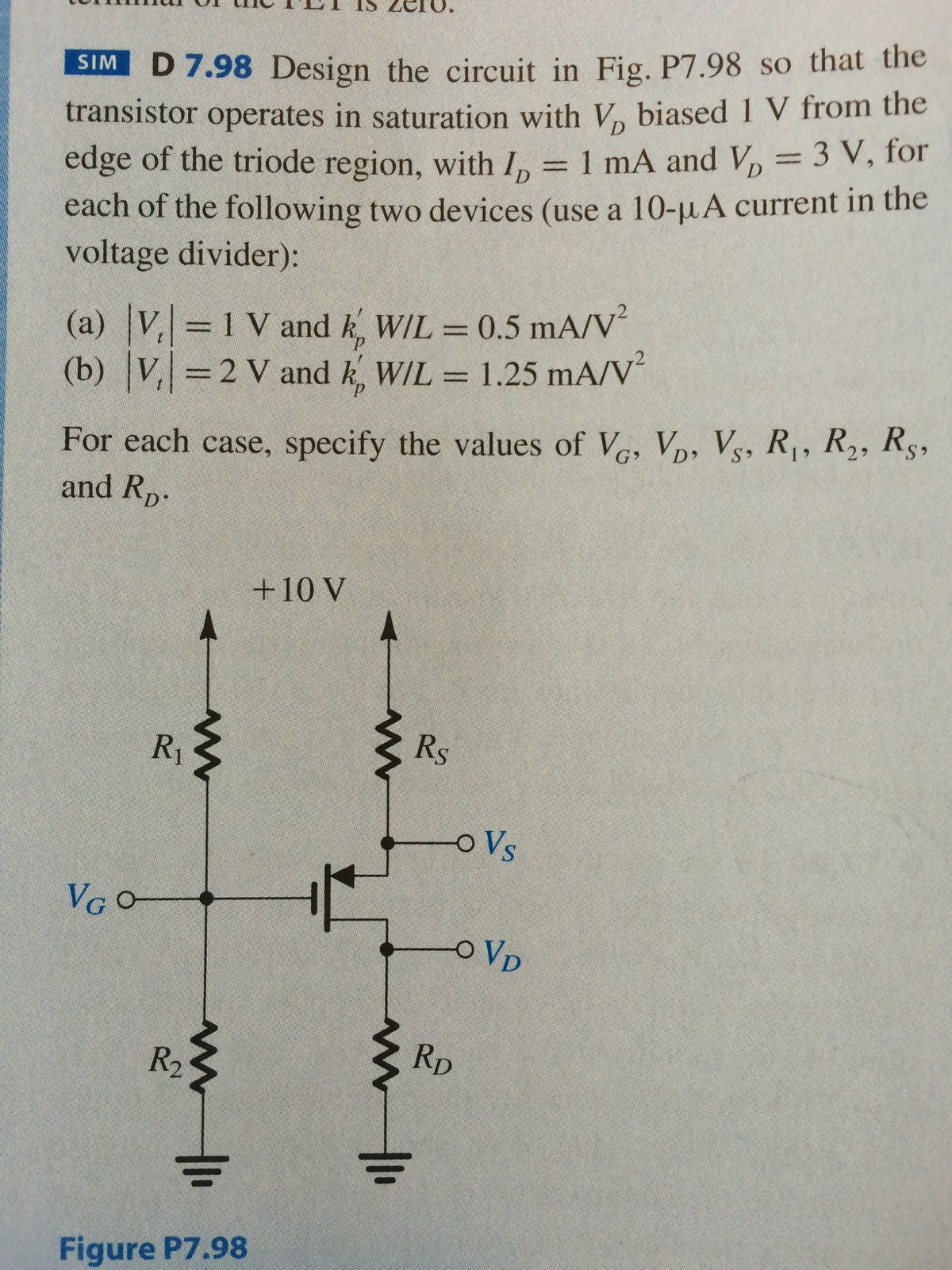 Solved Design the circuit in Fig. P7.98 so that the | Chegg.com