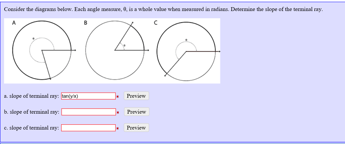 Solved Consider the diagrams below. Each angle measure, ?, | Chegg.com