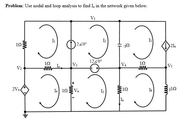 Solved Use Nodal And Loop Analysis To Find Io In The Network