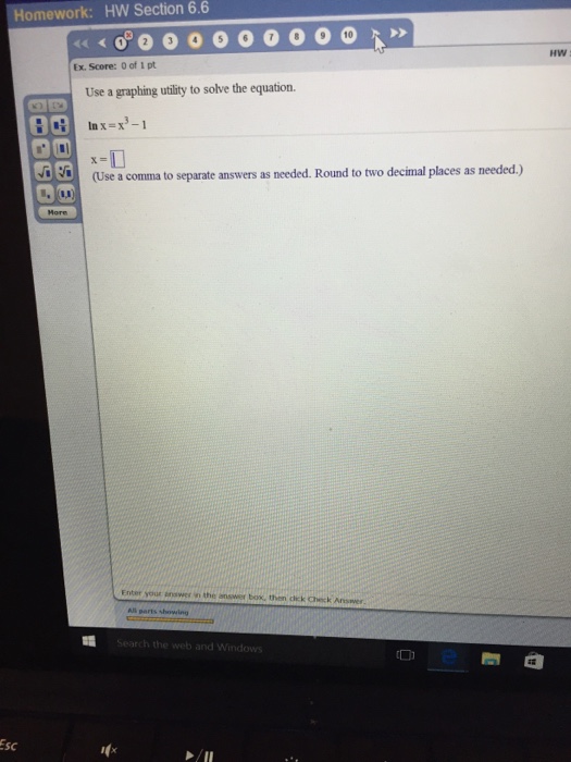 Solved Use a graphing utility to solve the equation. In x = | Chegg.com