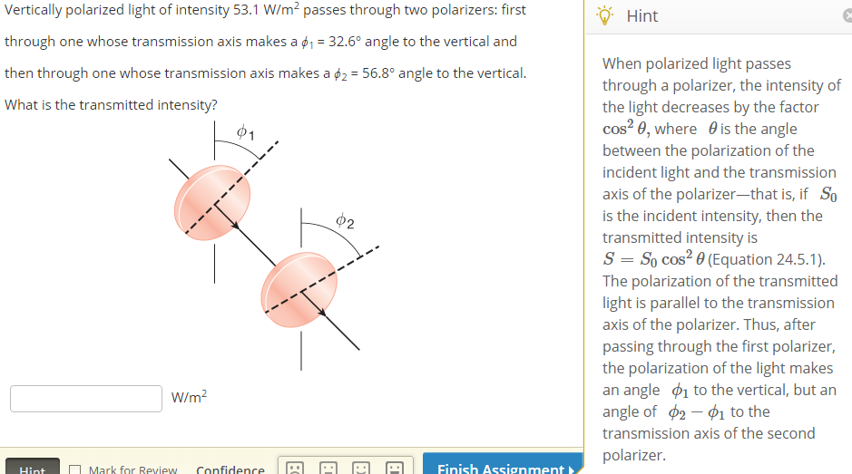 Solved Vertically polarized light of intensity 53.1 W/m^2 | Chegg.com