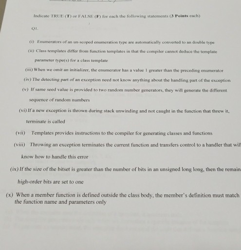 Solved the following statements (3 Points eachy (i) | Chegg.com Solved the following statements (3 Points eachy (i) | Chegg.com