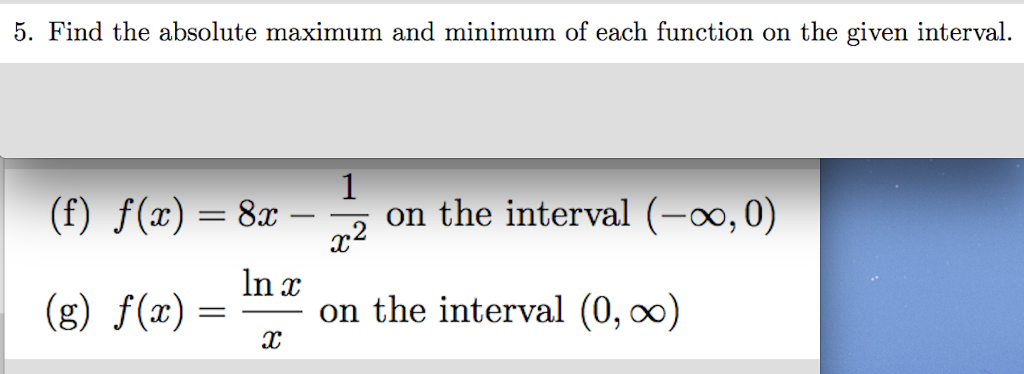 Solved Find the absolute maximum and minimum of each | Chegg.com