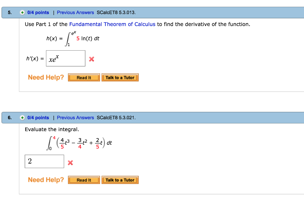 Solved 5. 0/4 points | Previous Answers SCalcET8 5.3.013 Use | Chegg.com