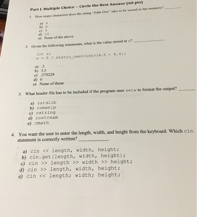 Solved How many characters does the string "John Doe" take | Chegg.com