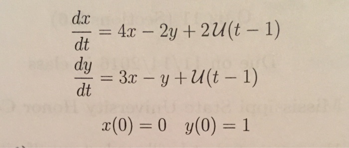 Solved Solve the system by Laplace transform dx/dt = 4x - | Chegg.com