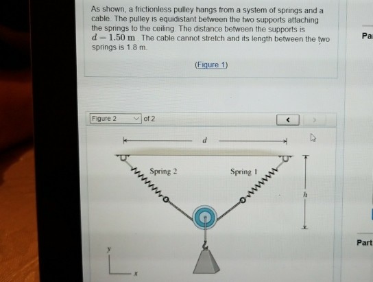 Solved As shown, a frictionless pulley hangs from a system | Chegg.com
