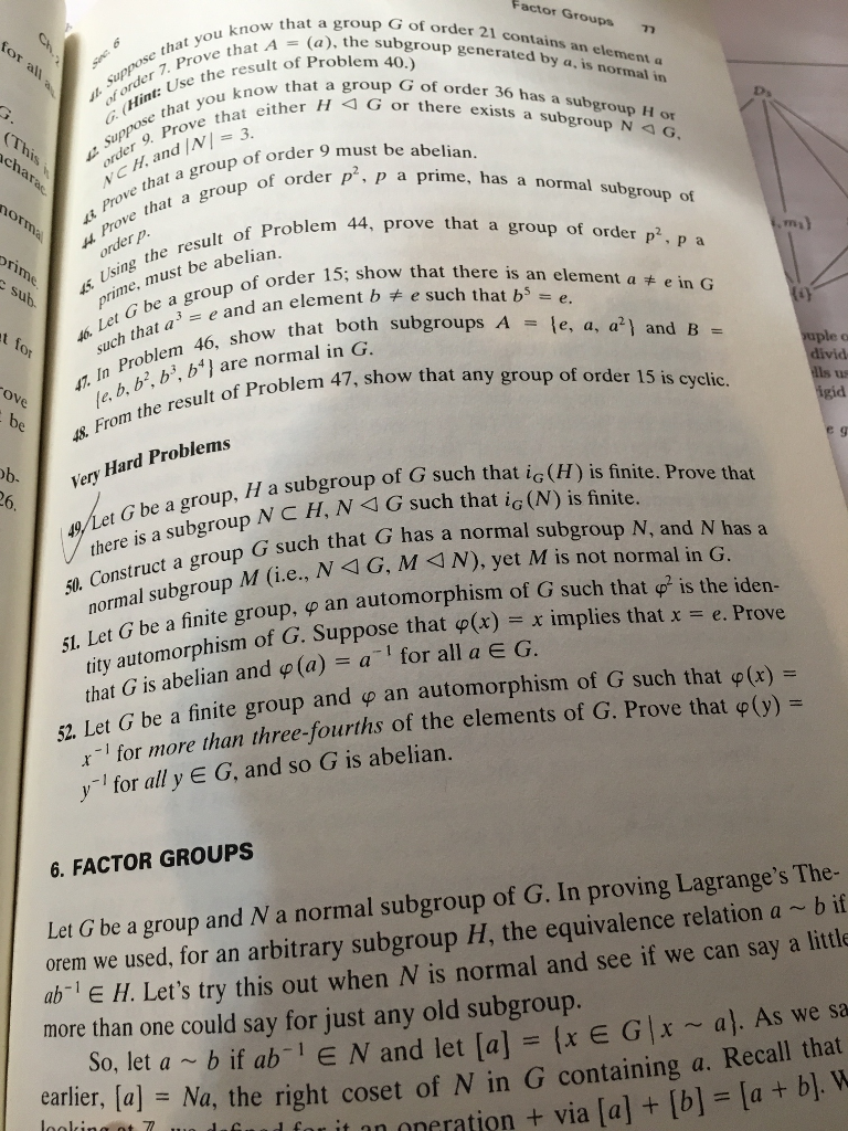 Solved oforder 7. Prove tha e Use uknow(a), the subgroup | Chegg.com