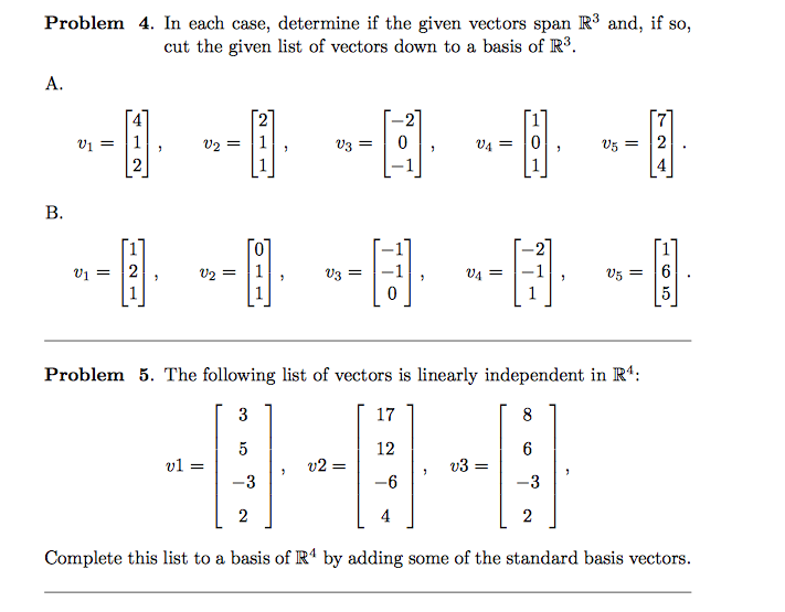 Solved Problem 4. In each case, determine if the given | Chegg.com