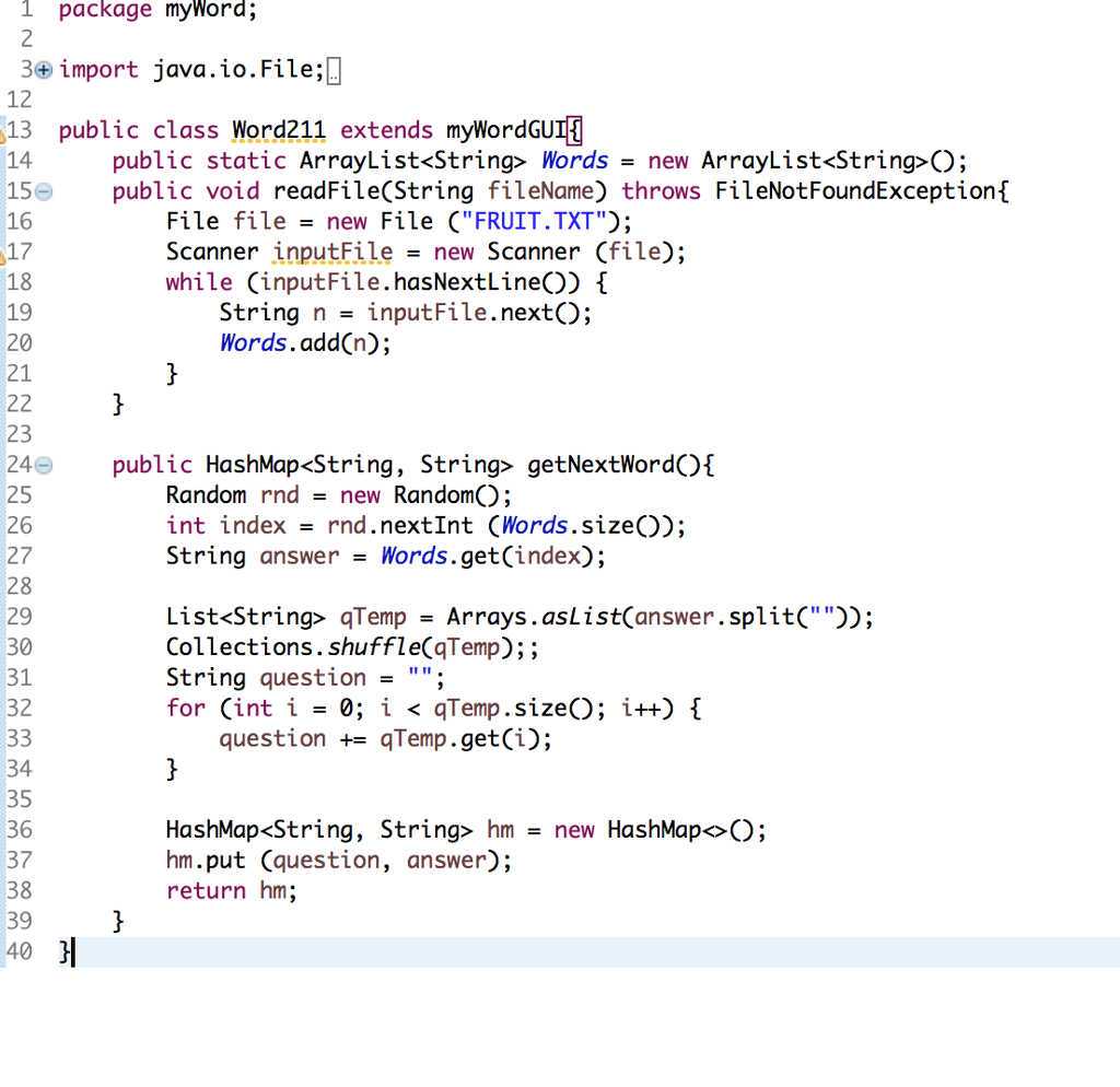 1 package myWord; ???mport java . 10. File:L 12 13 | Chegg.com