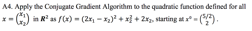 Apply the Conjugate Gradient Algorithm to the | Chegg.com