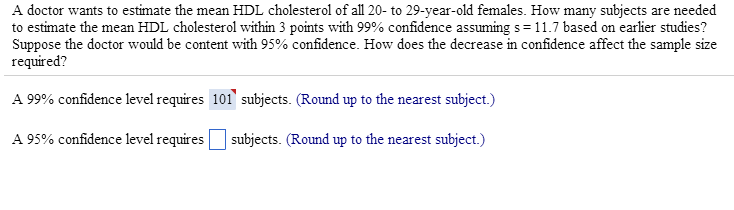 Solved A doctor wants to estimate the mean HDL cholesterol | Chegg.com
