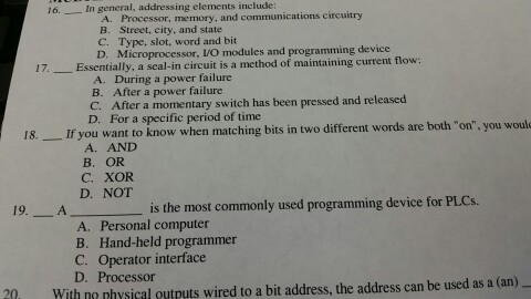 Solved In general, addressing elements include: A. | Chegg.com